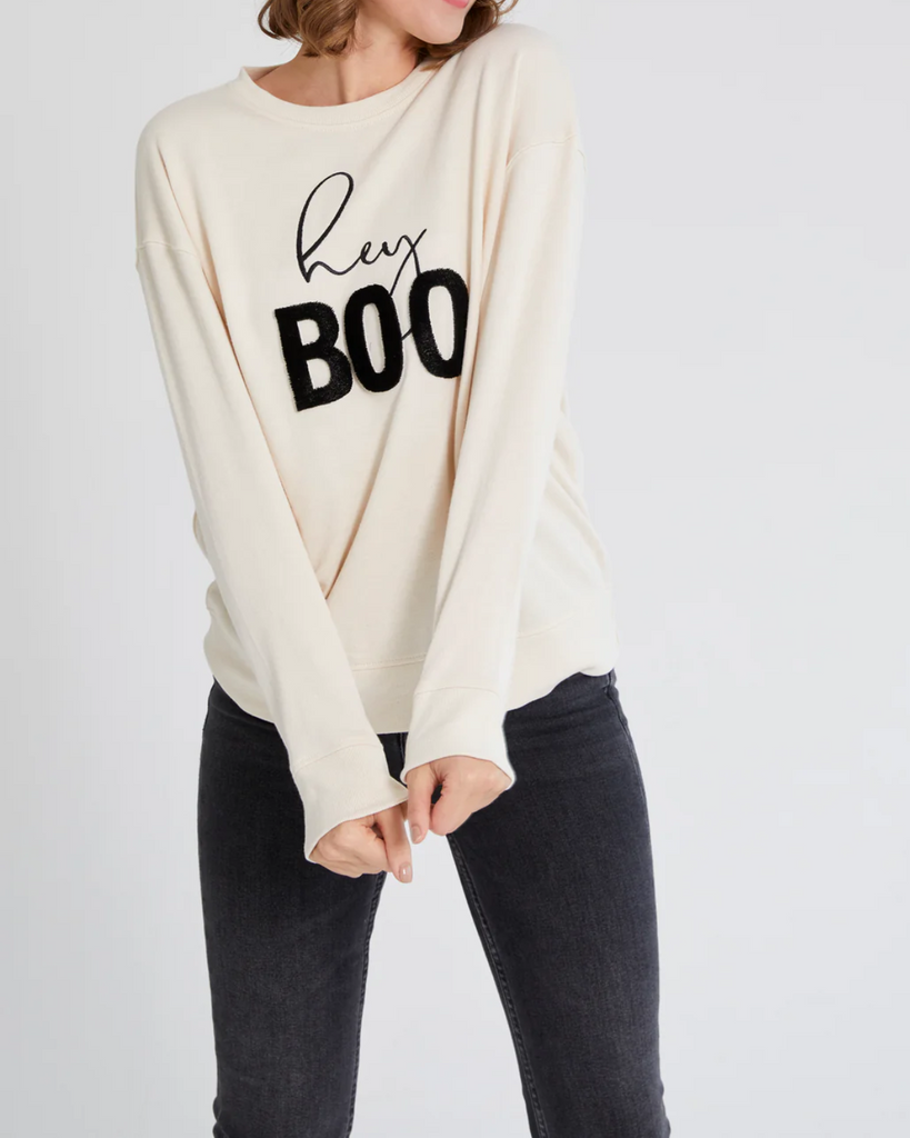 Hey Boo Sweatshirt - Cream – She She Boutique