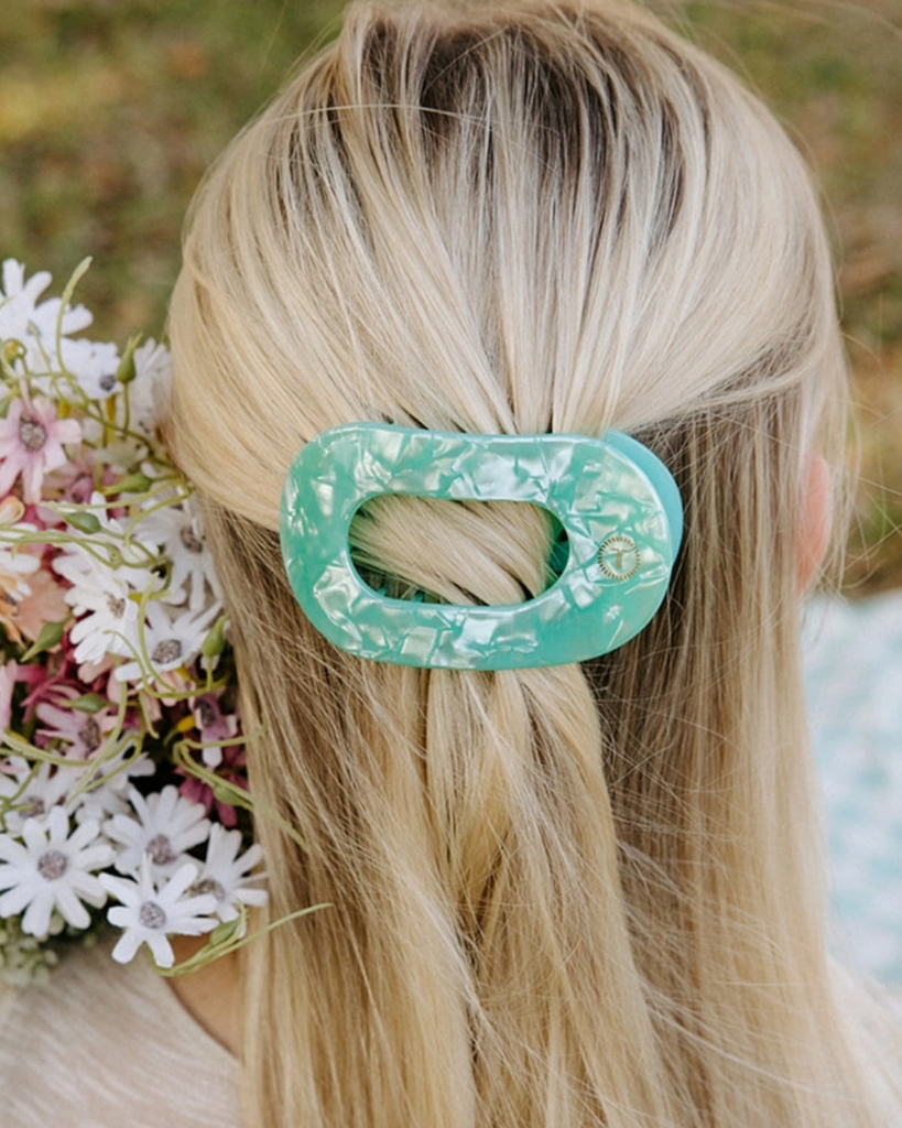 Teleties Medium Flat Round Hair Clip - Spring Splash – She She Boutique