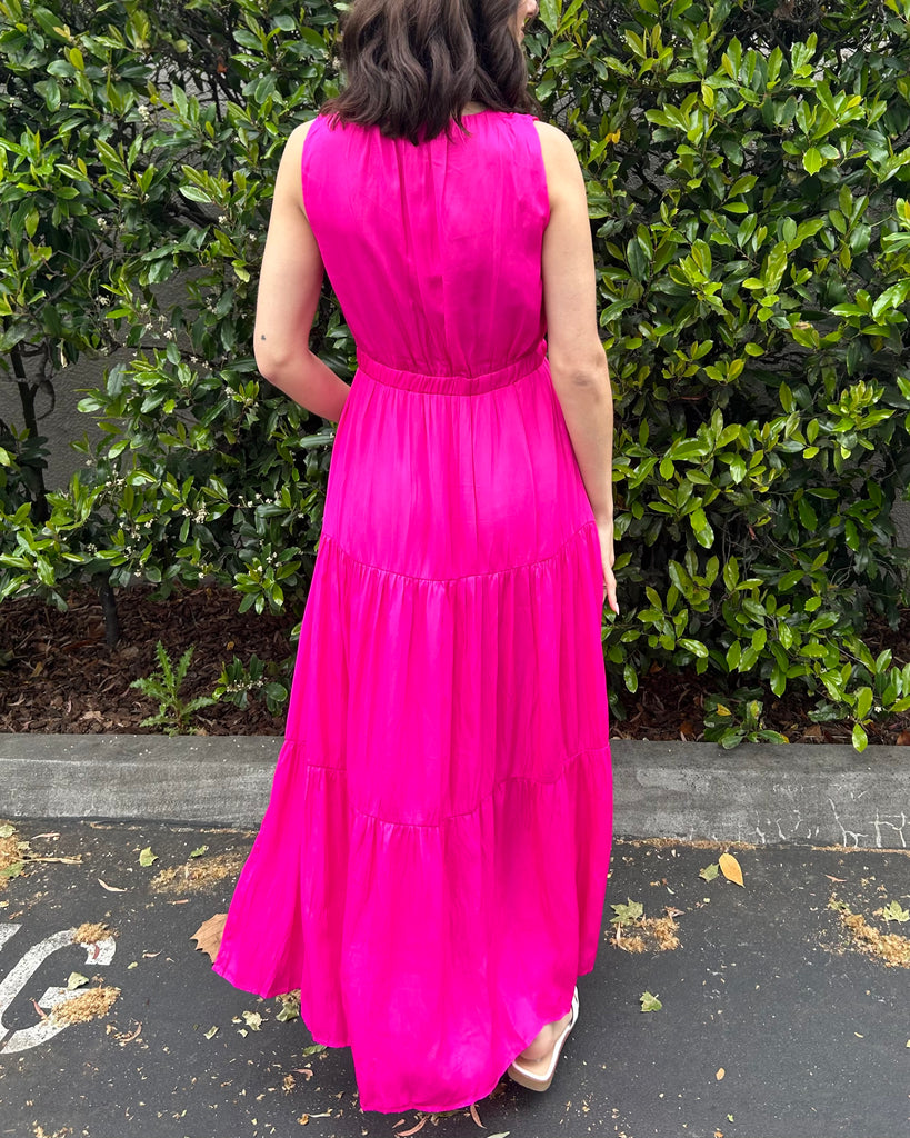 Satin Maxi Dress - Pink – She She Boutique