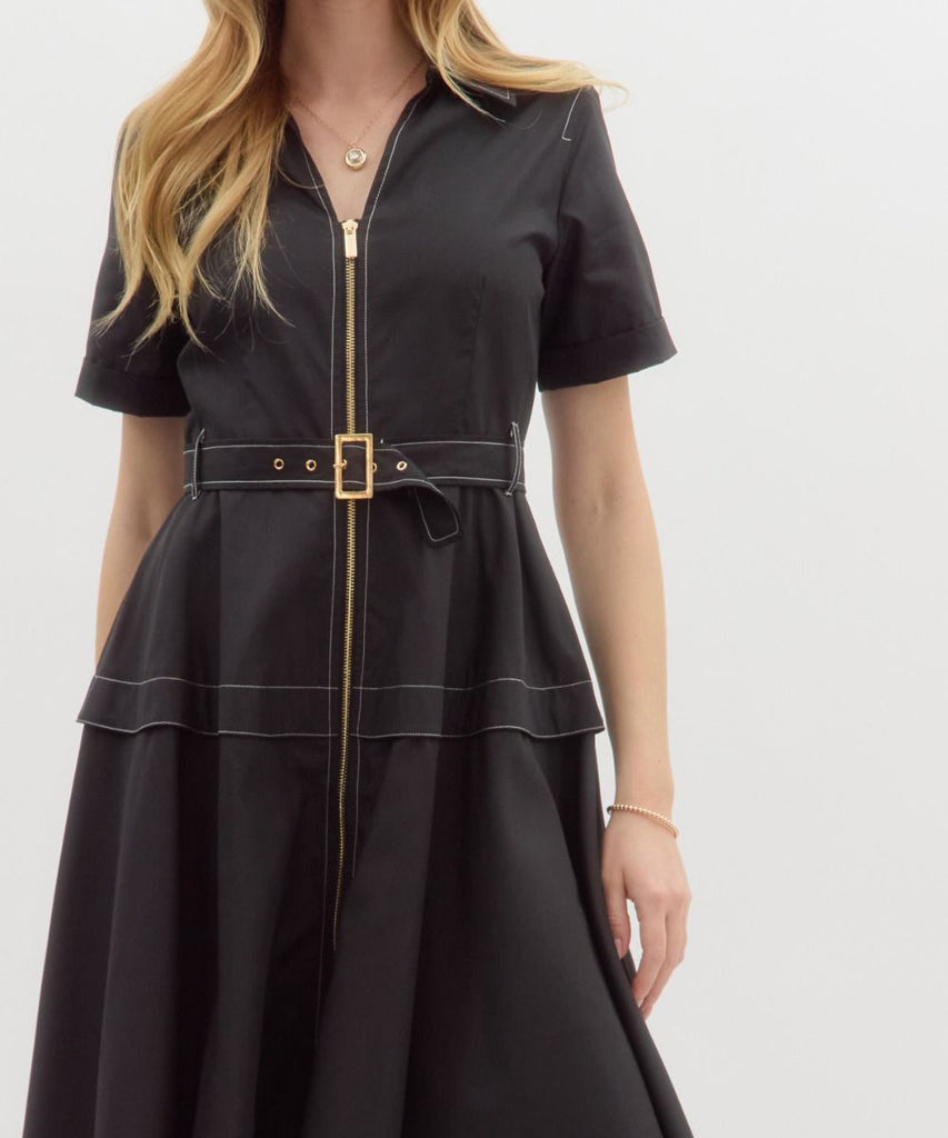Short Sleeve Midi Dress - Black - FINAL SALE – She She Boutique