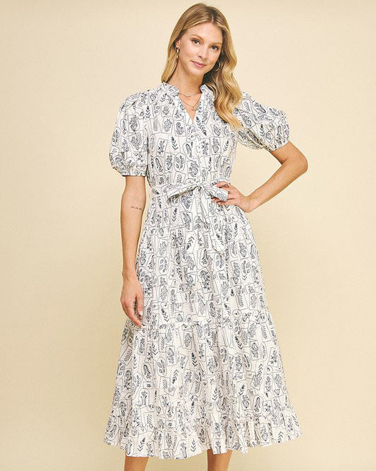 Printed Midi Dress - Navy - FINAL SALE – She She Boutique